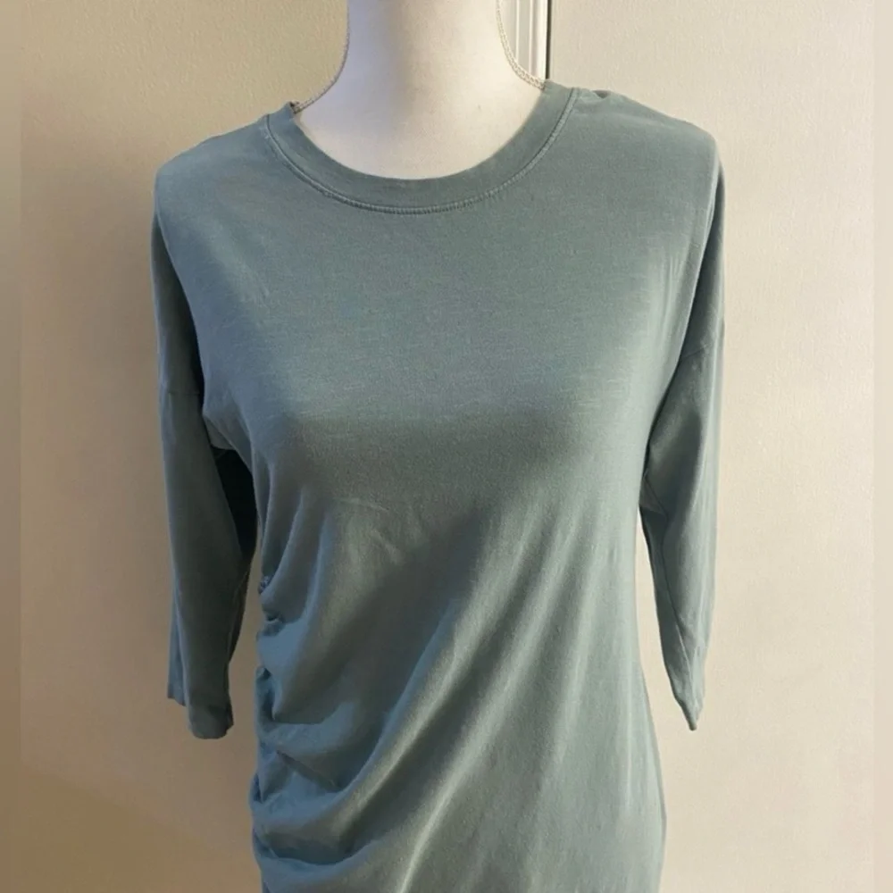 Sundry | Dresses | Sundry Moss Green 4 Sleeve Mini Dress Ruched Side ...